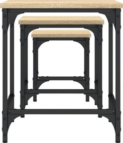 vidaXL Hnízdové konferenční stolky 3 ks kompozitní dřevo [838934] Barva: kouřový dub