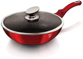 BERLINGERHAUS Pánev WOK s poklicí s mramorovým povrchem 28 cm Burgundy Metallic Line BH-1265