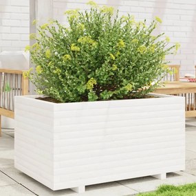 Zahradní truhlík bílý 90 x 60 x 49,5 cm masivní borové dřevo 3282565