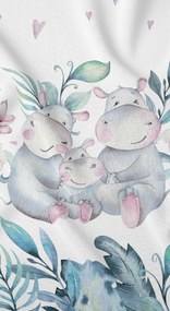 Bavlněné povlečení 140x200 hroši modré dětské povlečení na zip 3292 B KARO Dreamland