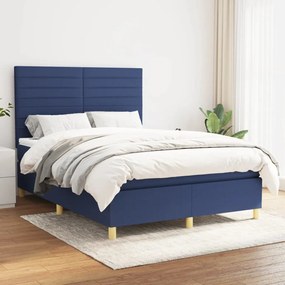 Box spring postel s matrací modrá 140x200 cm textil,  3142423