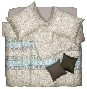 SCANquilt povlečení SATÉN PLUS pruhy geo khaki zelená 140 x 200/70 x 90 cm