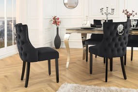 Designová židle Queen Lví hlava černý samet