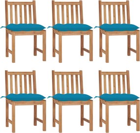 Zahradní židle 6 ks s poduškami masivní teak 3073134
