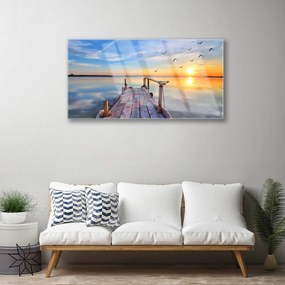Obraz na skle Moře Most Architektura 125x50 cm