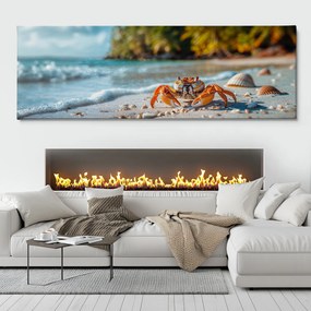 Obraz na plátně - Krab na opuštěné pláži FeelHappy.cz Velikost obrazu: 90 x 30 cm