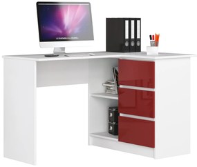 Rohový PC stolek Bodhi (bílá + červený lesk) (P). 1068904