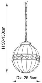 Endon 67044 - Lustr na řetězu Tiffany FARGO 1xE14/40W/230V pr. 25,5 cm