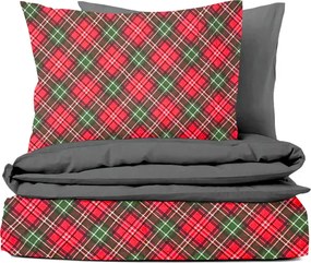 Ervi FLANELOVÉ bavlněné povlečení - Vánoční Tartan/šedé
