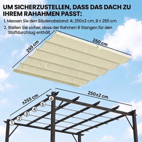 Outsunny 2,5x2,55m Náhradní střešní plachta pro pergolu s retrakčním systémem pro zahradní altán s deštníkem v krémové barvě se 10 odtokovými otvory