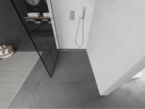 Mexen Kioto L, sprchová zástěna Walk-In 120 x 200 cm, 8mm čiré sklo černý vzor, ​​chromový profil, 800-120-103-01-77