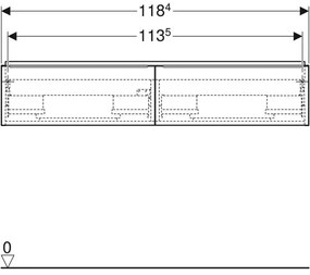 Geberit iCon Skříňka pod dvojité umyvadlo 118,4 x 47,6 cm, bílá lesklá 502.314.01.2