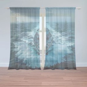 Sablio Záclony Válečná loď prorážející oceán: 2ks 150x250cm