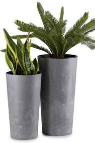 PLASTOVÝ KVĚTINÁČ URBANIKA SADA 2KS 57X30 CM+46,6X25,5 CM IMITACE BETONU ŠEDÁ