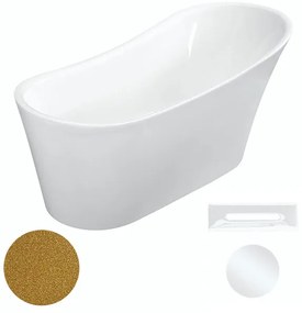 Besco Akrylátová volně stojící vana Calima Glam Z 170x74 Barva: Bílá/zlatá, Rozměry (cm): 170x74, Typ a barva výpustě: Click-Clack s přepadem, bílá