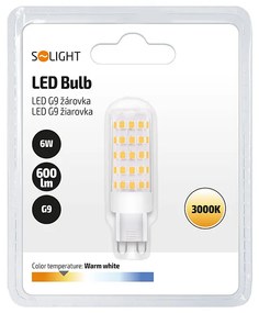 Solight LED žárovka G9, 6,0W, 3000K, 600lm