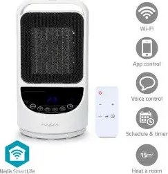 Nedis HTFA22WTW bílá / Keramické PTC topidlo / SmartLife / Wi-Fi / 150