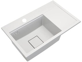Gamma Quadro 8151, 1-komorový granitový dřez 800x500x220 mm, bílá, GMA-ZLE000183