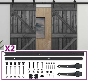 vidaXL Posuvné dveře s kováním 100 x 210 cm masivní borovice [3057596] Barva: Hnědá