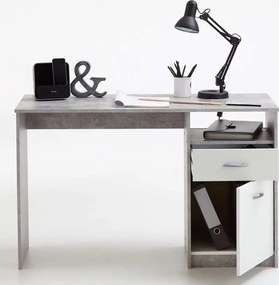 FMD Psací stůl s 1 zásuvkou 123 x 50 x 76,5 cm ový a bílý [428738] Barva: Betonová šedá