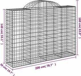 Klenuté gabionové koše 10ks 200x50x140/160cm pozinkované železo 3146370