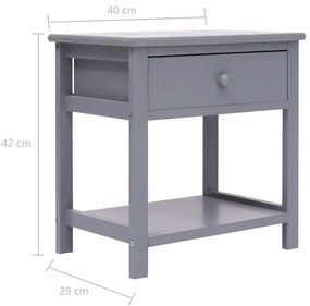 Noční stolek šedý 40 x 29 x 42 cm dřevo pavlovnie