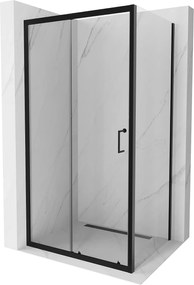 Mexen Apia sprchový kout s posuvnými dveřmi 135 (dveře) x 90 (stěna) cm, 5mm čiré sklo, černý profil, 840-135-090-70-00