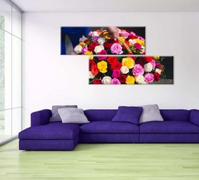 Malvis ® Atypický obraz koš růží Velikost (šířka x výška): 120x60 cm