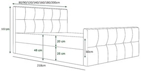 Boxspringová manželská postel VASILISA 4 - 140x200, růžová