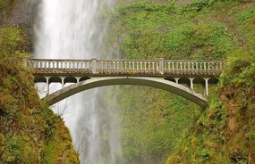 AG Design Čtyřdílná vliesová obrazová tapeta Kamenný most u vodopádu FTN xxl 0476, 360 x 270cm
