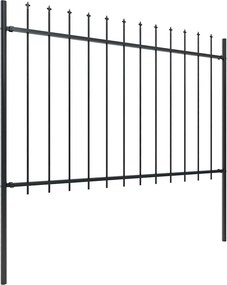 Zahradní plot s kopím nahoře ocelový 838 x 120 cm černý 277624