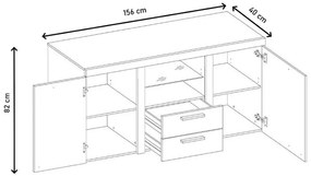 STOLARZ LEMPERT Komoda RUMBA I 2F2S bílá 156,4 x 82 x 40,3 cm