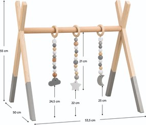Montessori dřevěná hrazda, přírodní/šedá, STARES