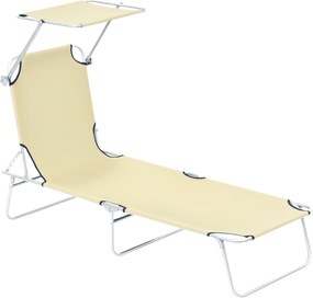 Skládací lehátko Outsunny pro venkovní zahradu s odnímatelnou a nastavitelnou stříškou, nastavitelné ve 4 úrovních pro terasu, bazén a patio 187x58x36