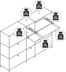 Tchibo - Komoda CN3 s 9 výklopnými dvířky - barva: šedá