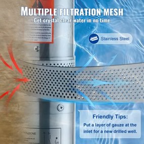 Hlubinné ponorné čerpadlo Vodní čerpadlo z nerezové oceli 1500 W 9,8 m³/h 108 m