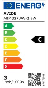Ultra úsporná prémiová LED žárovka E27 2,9W 470lm G45 teplá, ekv. 40W, 3 roky