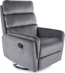 Sametové relaxační polohovací křeslo Argos šedé/černé