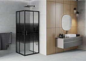 Mexen Rio čtvercová sprchová kabina 90 x 90 cm, černé pruhy, černá - 860-090-090-70-20