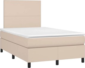 Box spring postel matrace a LED cappuccino 120x190cm umělá kůže 3270286