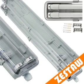 Sada 2 hermetických svítidel 120cm + LED trubice pro dílnu a garáž