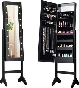 Costway 18 LED šperkovnice naklápěcí nastavitelná stojící designová polička
