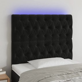 Čelo postele s LED černé 100x7x118/128 cm samet