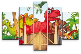 Sablio Obraz - 5-dílný Dinosauři 4 - 125x90 cm