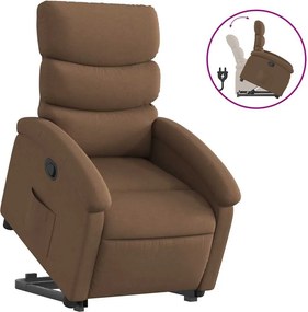 Zvedací polohovací křeslo hnědé textil 3203982