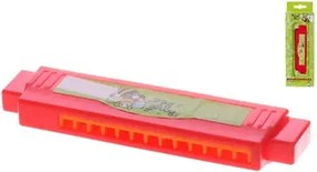 Foukací harmonika dětská červená / 12 tónů / plast / od 3 let