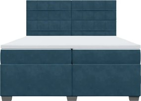 Box spring postel s matrací modrá 200 x 200 cm samet 3293306