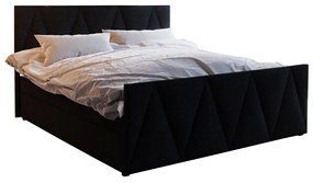Manželská postel Boxspring 160 cm Milagros Comfort 3 (černá) (s matrací a úložným prostorem). 1056198