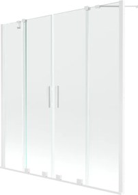 Mexen Velar Duo, 2-křídlová posuvná vanová zástěna 160 x 150 cm, 8mm čiré sklo, bílý profil, 896-160-000-02-20