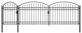 Zahradní plotová branka s obloukem ocelová 1,75 x 5 m černá 144371